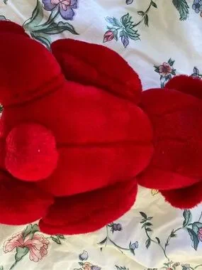 Steven Smith | Toys | Vintage Red Velvet Teddy Bear With Black Bow ...